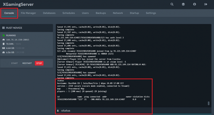 How to see who is on your Rust server - Xgamingserver